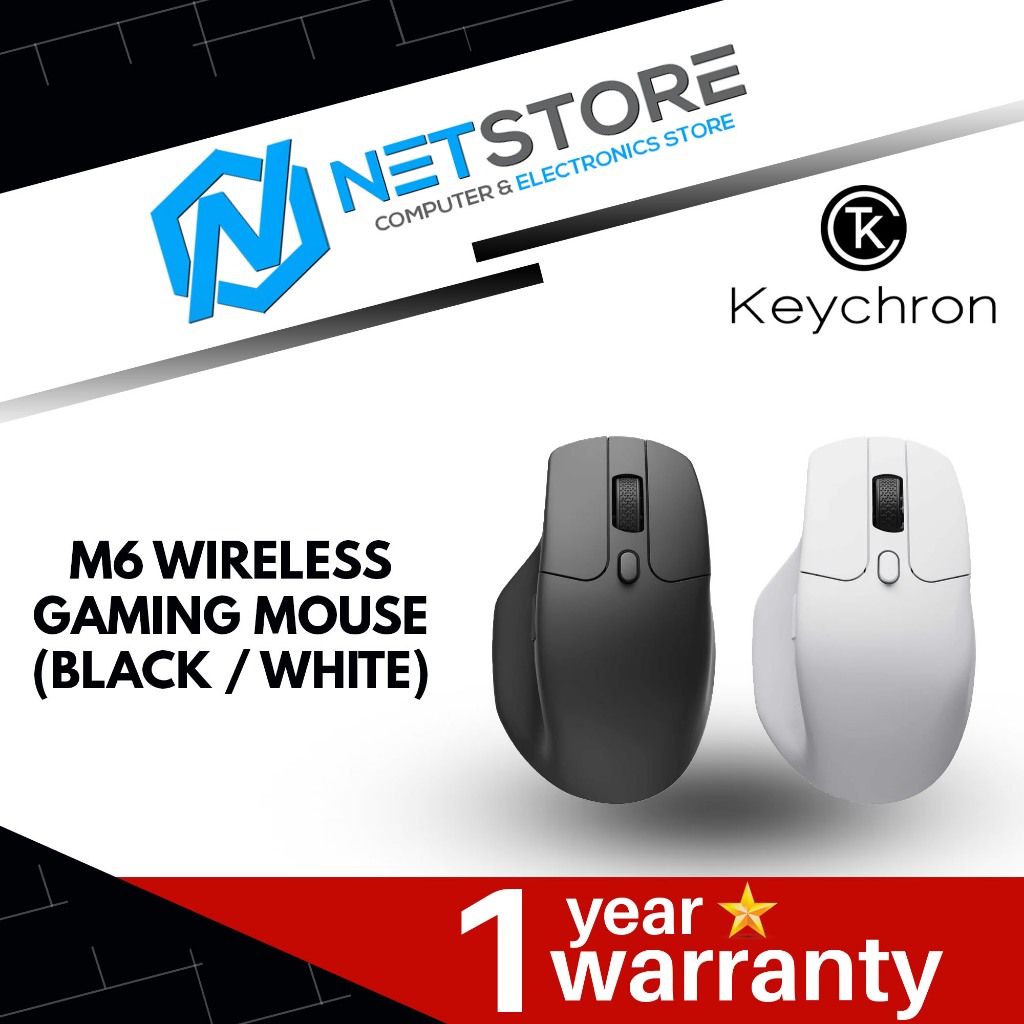 KEYCHRON M6 WIRELESS GAMING MOUSE (BLACK / WHITE) | Shopee Singapore