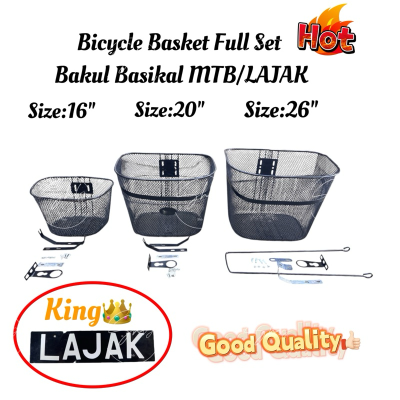 Bicycle Basket Full Set bakul Basikal Depan MTB Lajak size 16"20"26 ...