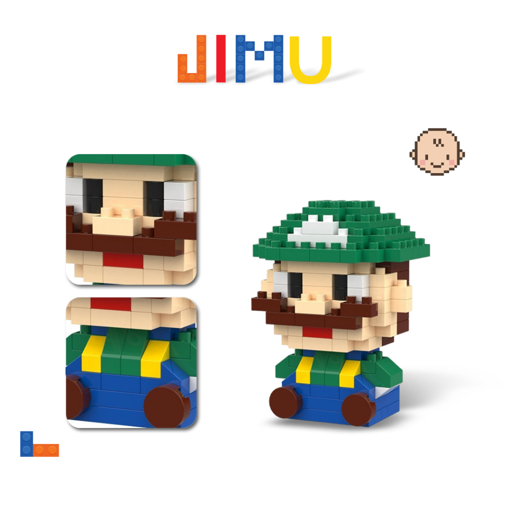 JIMU Plain Baby Block Series Q5010 Green Luiigii Cute Cartoon Nano ...