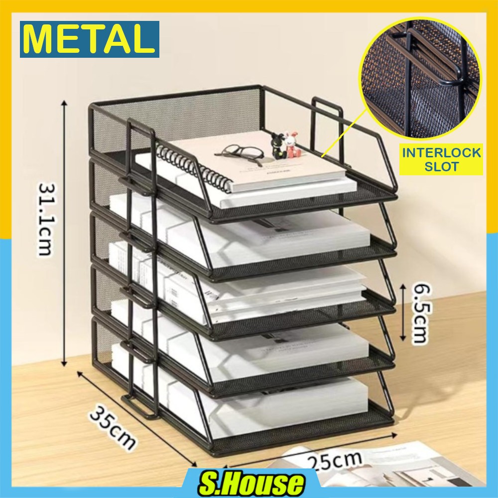 File Document Tray Letter A4 Rack Stationery Storage Organizer Metal ...