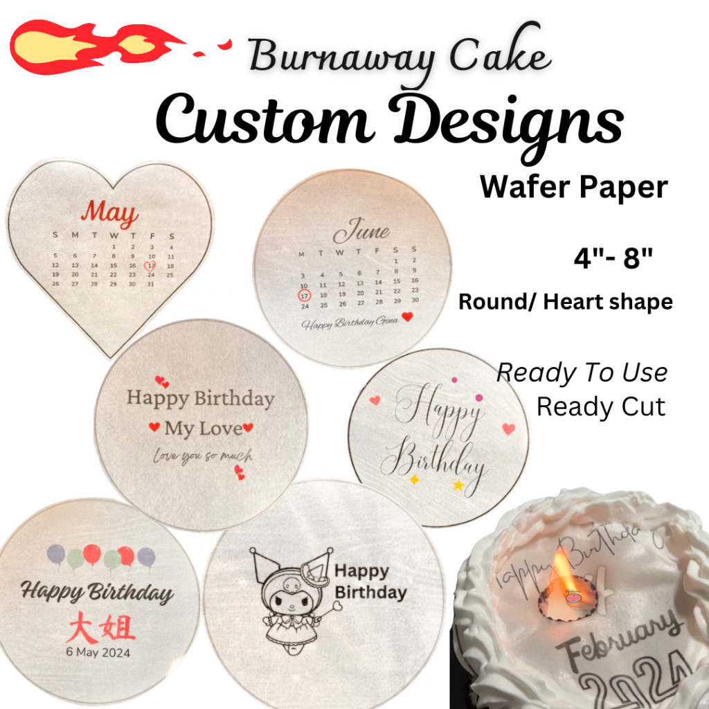 Edible Wafer with your own Custom Design Printing, Burn Away Cake ...