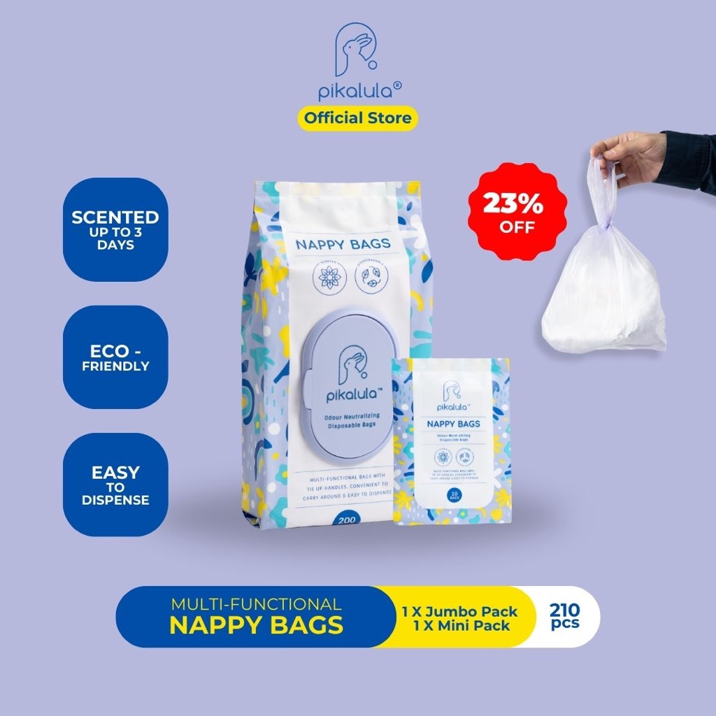(210pcs)Pikalula Disposable Nappy Bags Scented Biodegradable Diaper ...