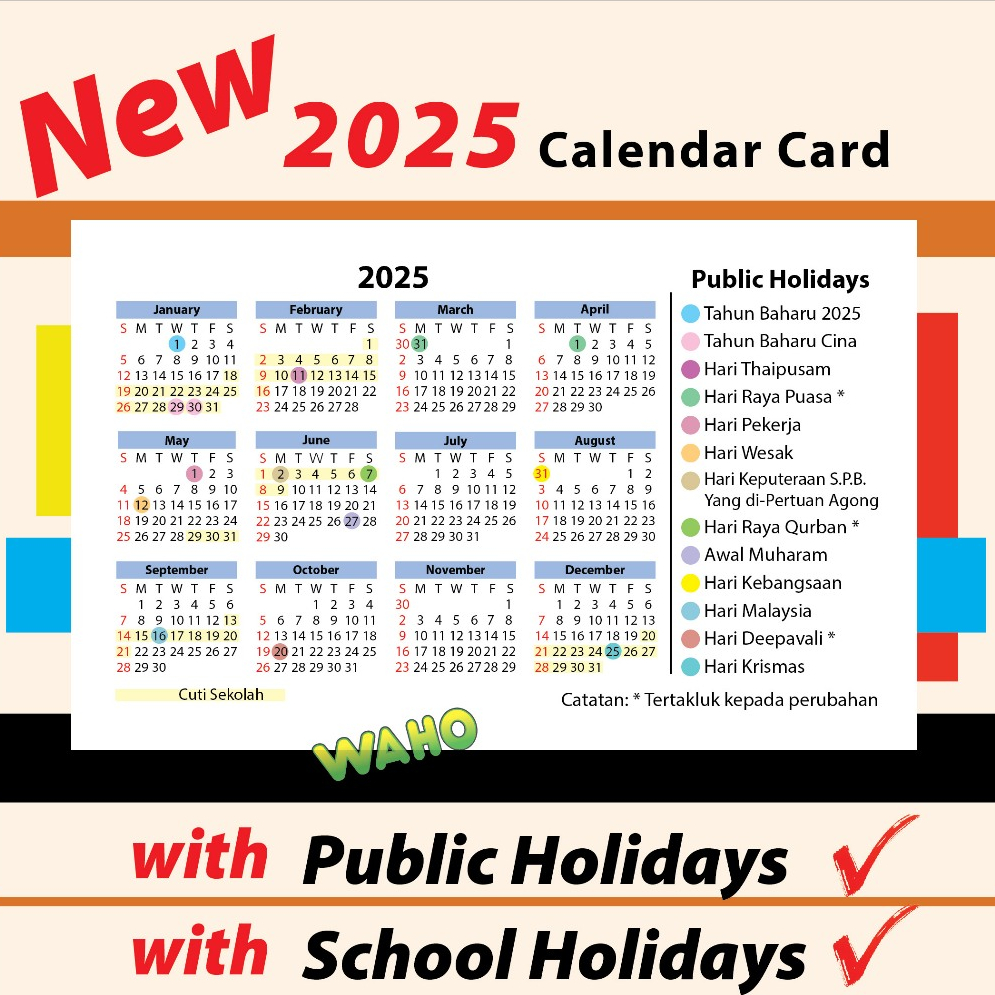 10pcs CALENDAR 2025 /CUTE POCKET CALENDAR CARD / DOORGIFT/ KALENDAR ...