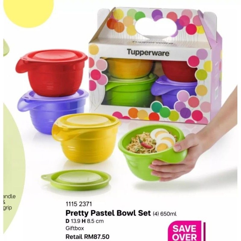 Tupperware Pretty Pastels Bowls 650ml (Full Set) | Shopee Singapore