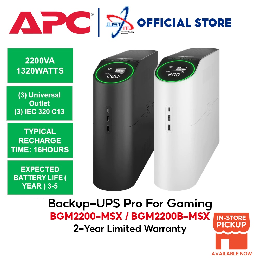 APC Backup-Ups Pro For Gaming - Black/White (2200VA/1320W) BGM2200-MSX ...