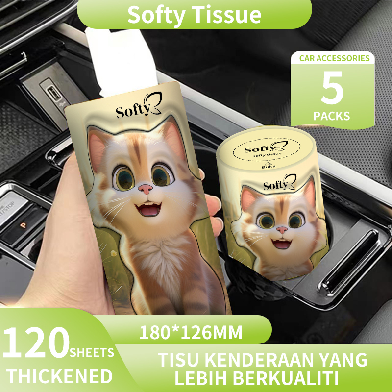Car Tissue Softy Facial Tissue 4-Ply 120 Sheets (5 Tin) | Shopee Singapore