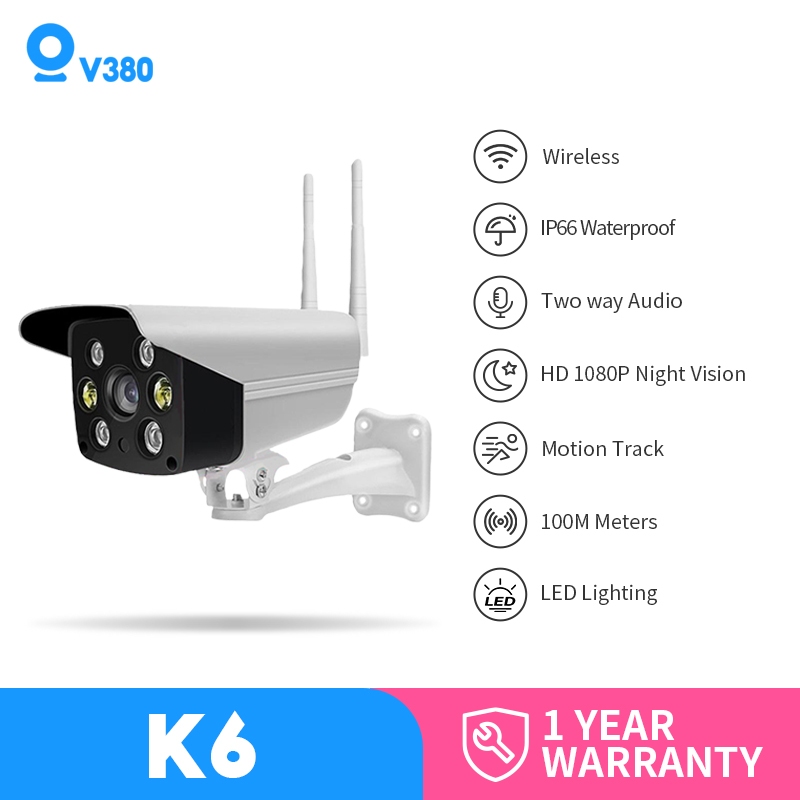 V380 K6 Cam Security Camera Outdoor CCTV Wifi 1080P FHD IR Night Vision ...