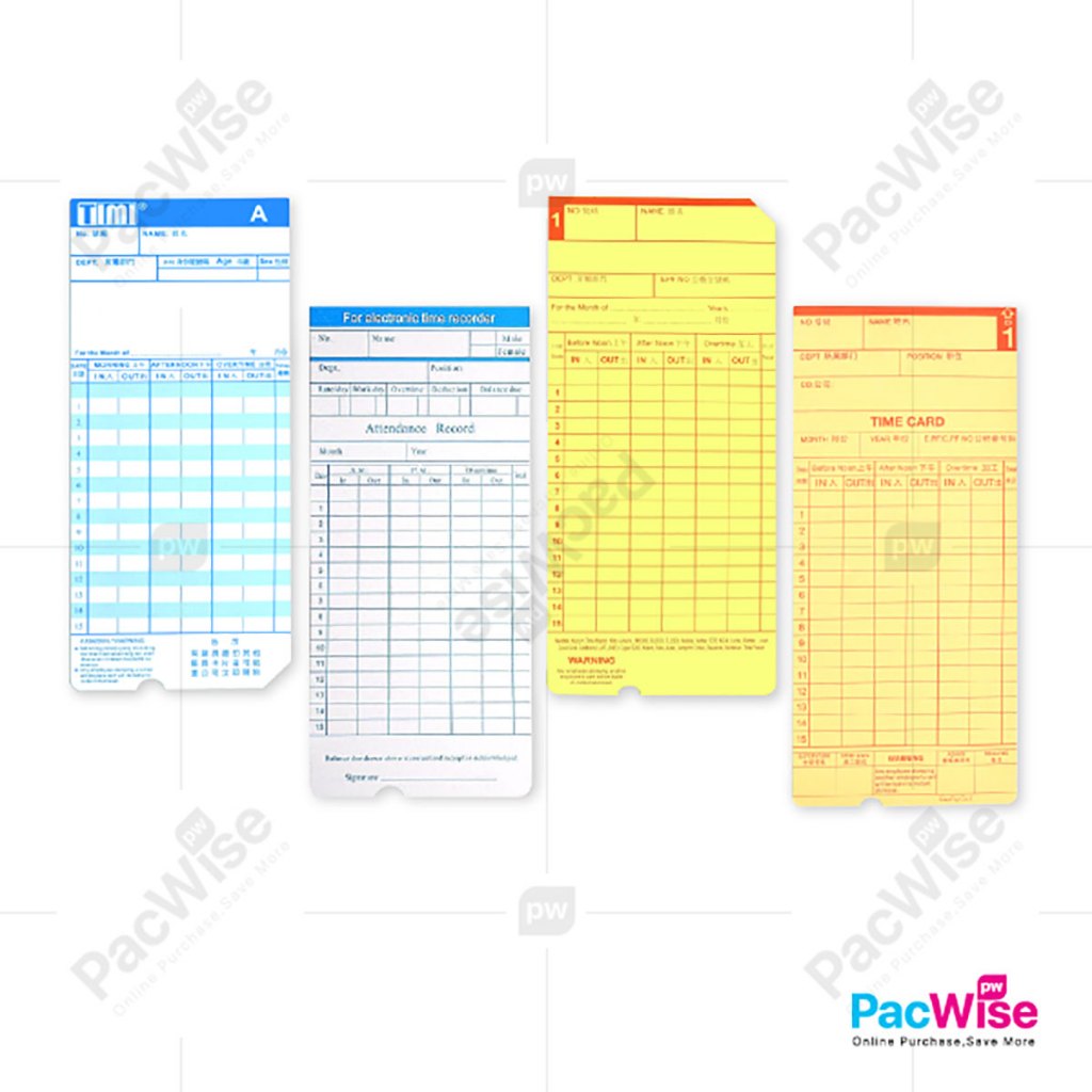 Time Punch Card/Kad Pukulan Masa - 100 Pcs x 1 Pack | Shopee Singapore