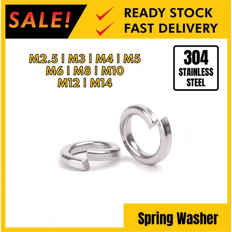 Spring Washer 304 Stainless Steel GB93 M2.5 M3 M4 M5 M6 M8 M10 M12 M14 ...