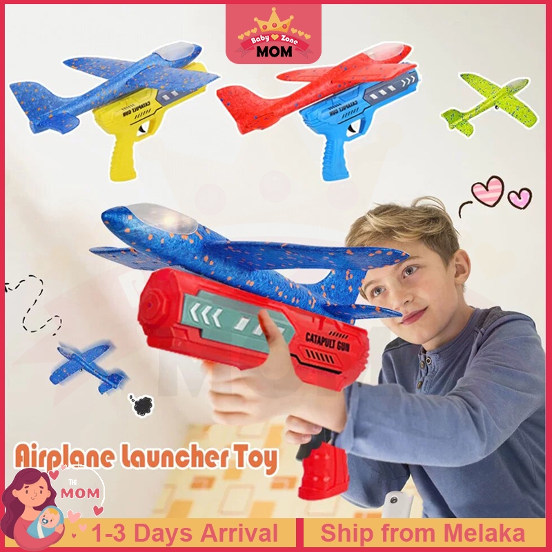 Kids Airplane Launcher Toy Throwing Foam Glider Toy Outdoor Flying ...