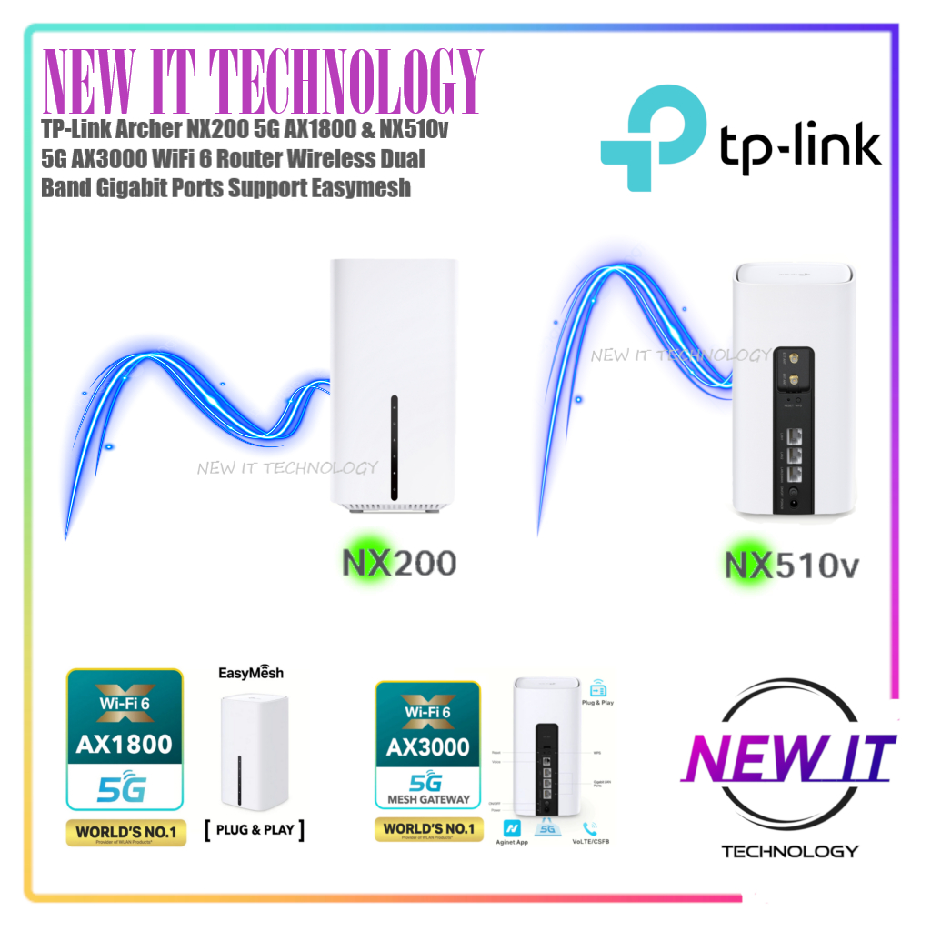 TP-Link Archer NX200 5G AX1800 & NX510v 5G AX3000 WiFi 6 Router Wireless Dual Band Gigabit Ports ...