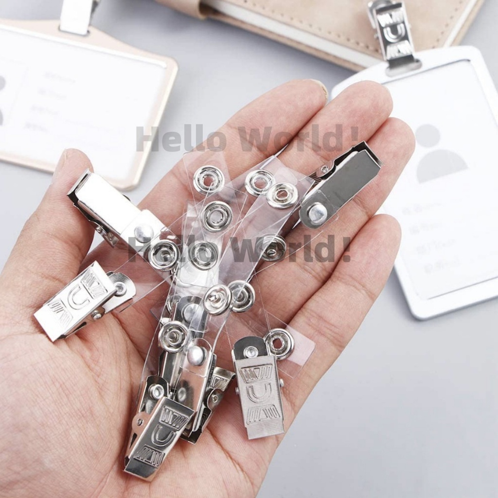 100 PCS of ID Card Name Tag Holder Badge Strap Clip with Plastic Clear ...