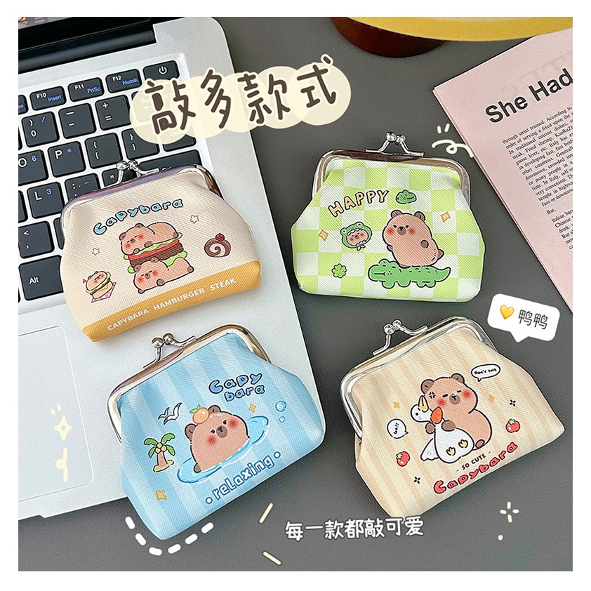 Capybara PU leather mini coins pouch bag accessories, dompet kecil capybara,卡皮巴拉零钱包迷你钥匙包收纳包小钱包 ...