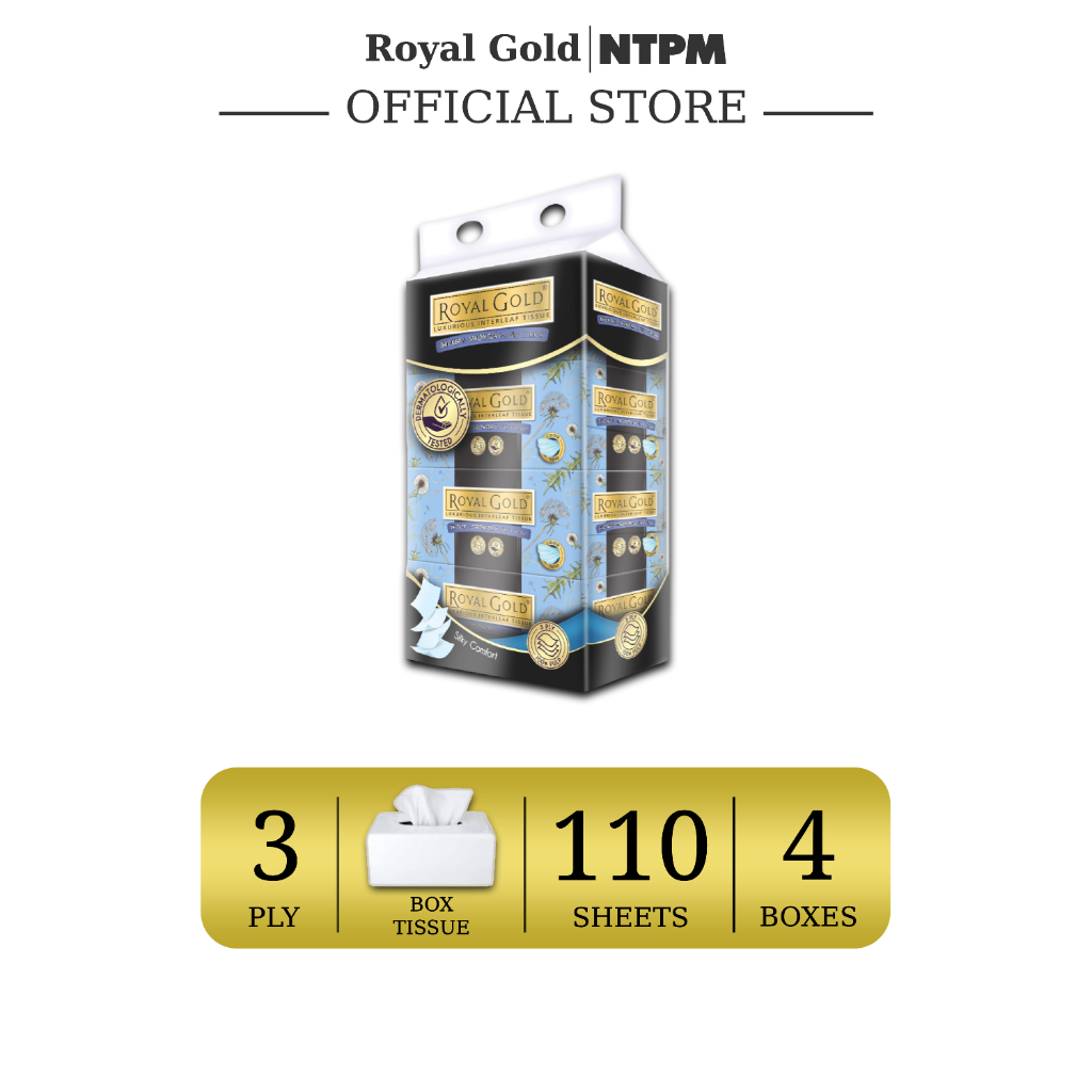 Royal Gold Interleaf Box Facial Tissue 3 PLY (110's x 4) | Shopee Singapore