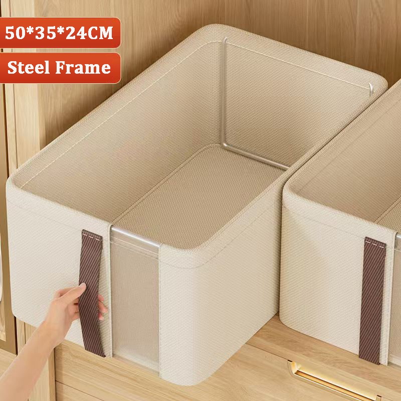 Oxford Clothes Organizer Folding Storage Box without Cover Metal Frame ...