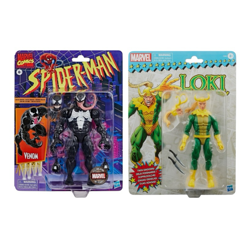 Marvel Legends Spider-Man 6” Retro Venom (Walmart Exclusive) + 6” Retro ...