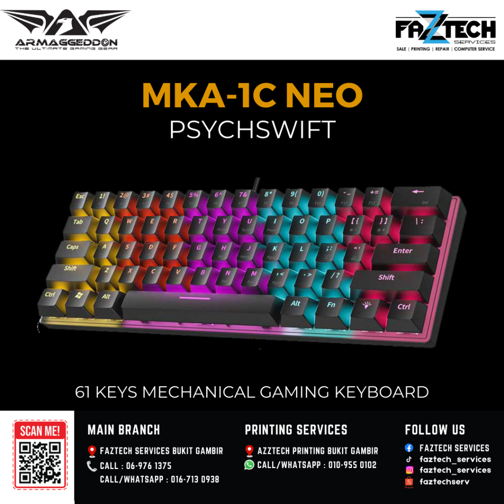 ARMAGGEDDON MKA-1C NEO PSYCHSWIFT Mechanical Gaming Keyboard | Shopee ...