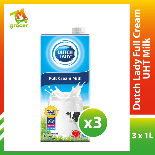 Dutch Lady UHT Milk Full Cream 1L x 3 | Shopee Singapore