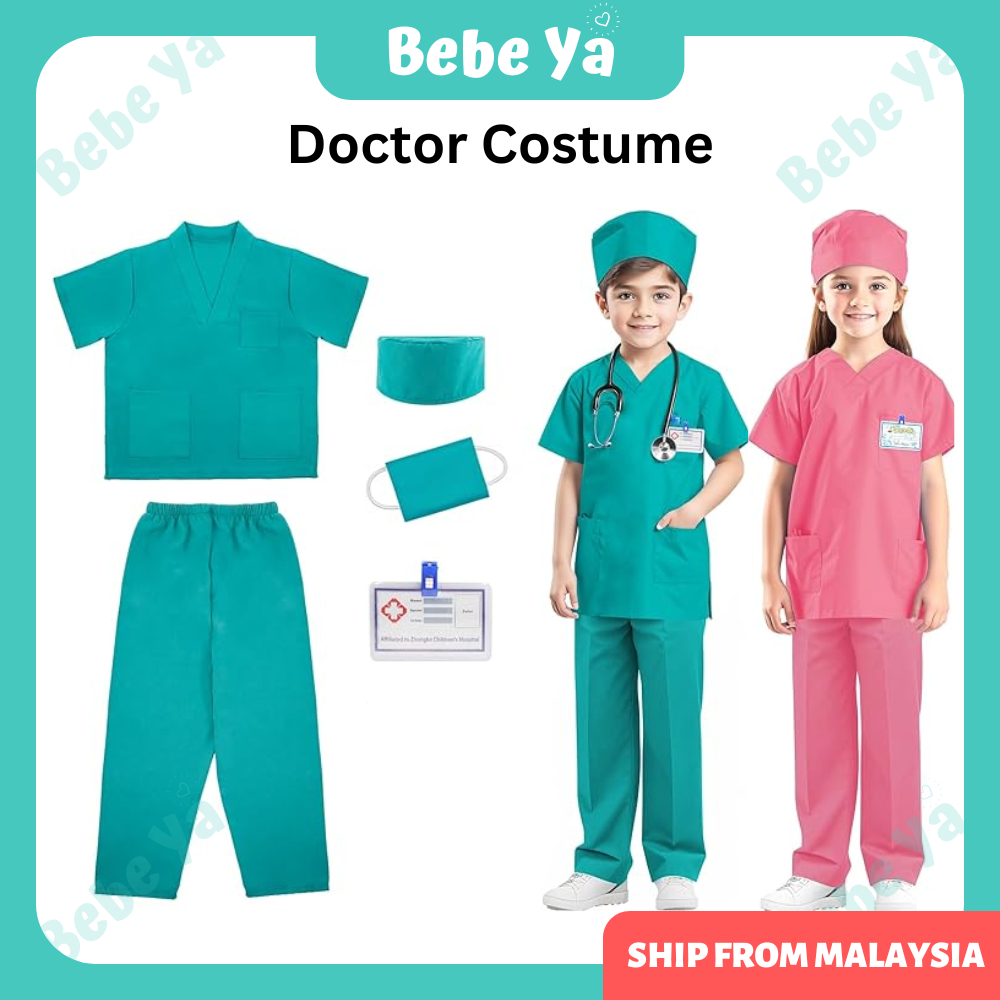 Doctor Costume Kids - Pretend Play Pink Surgical Scrub Surgeon Uniform ...