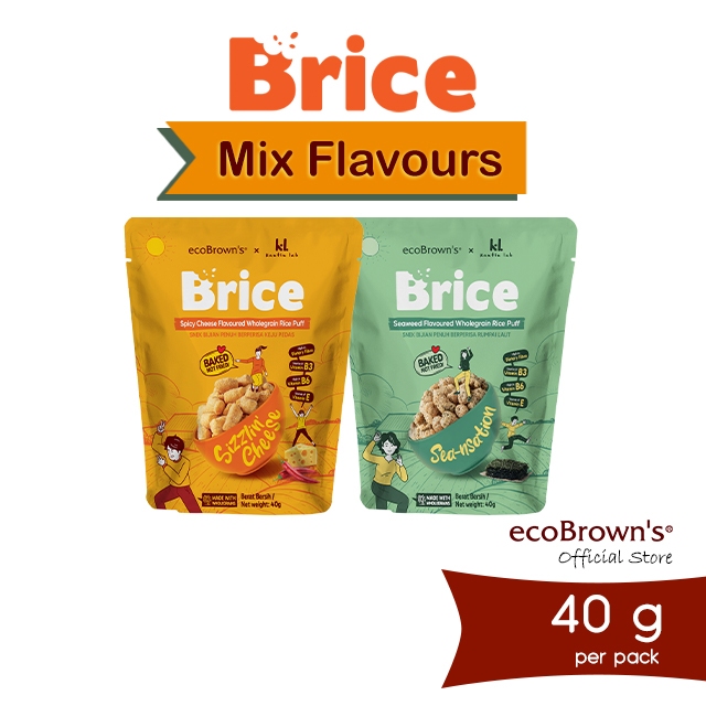 [Bundle of 2x40g] ecoBrown’s Brice Wholegrain Rice Puff (Mix Flavours ...