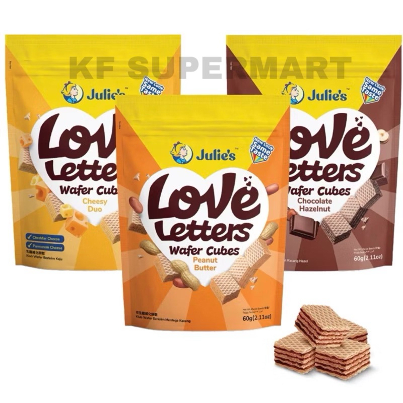 Julie Wafer Cubes /Choc Hazelnut / Cheesy Duo/ Peanut Butter 60g ...