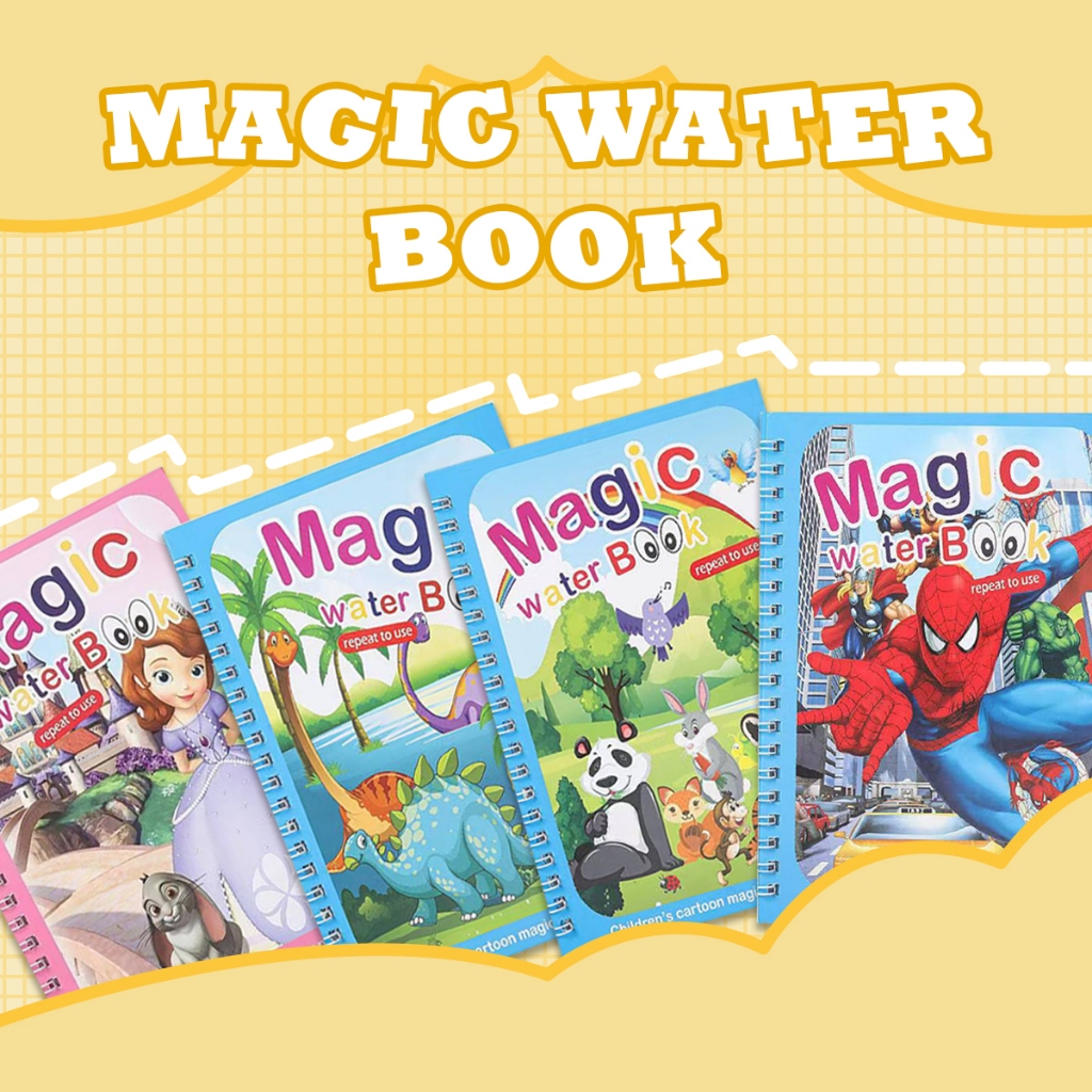 1 Book FREE 1 Magic Pen Magic Water Book Reusable Kids Drawing Book ...