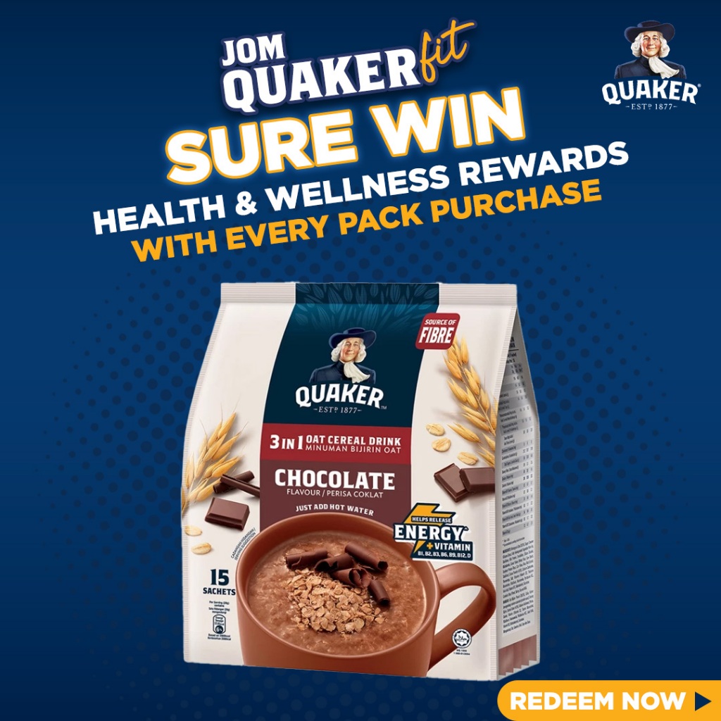 Quaker Oat Cereal Drink 3in1 Chocolate 15's x 28g | Shopee Singapore