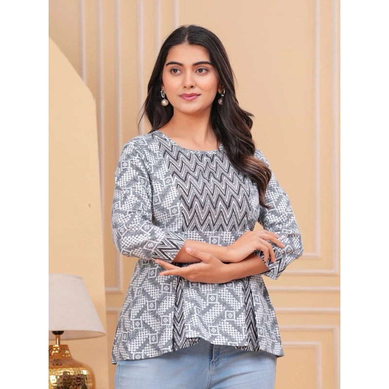 Stylish Cotton short kurti (LIMITED EDITION)-Indian Tops Only-3/4 ...