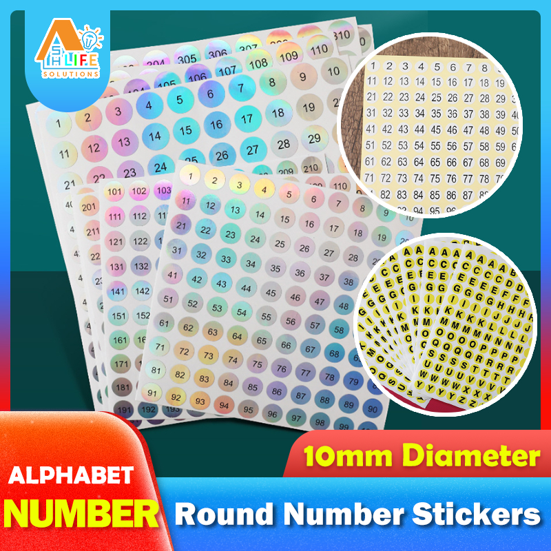 Mini Round Number Stickers 1-200/0-300 – 10mm Self-Adhesive Labels ...