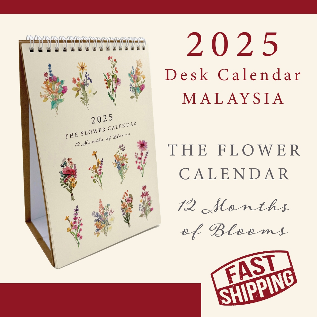 2025 The Flower Calendar with Monthly Planner, Cute Table Calendar for ...