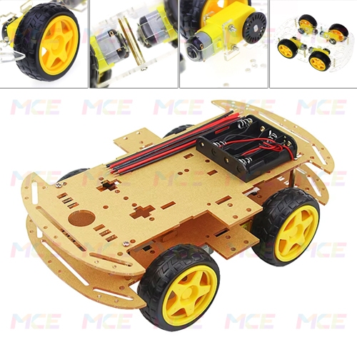 4WD Smart Robot Car Acrylic Chassis Kit Set Double Layer 6V DC Motor ...