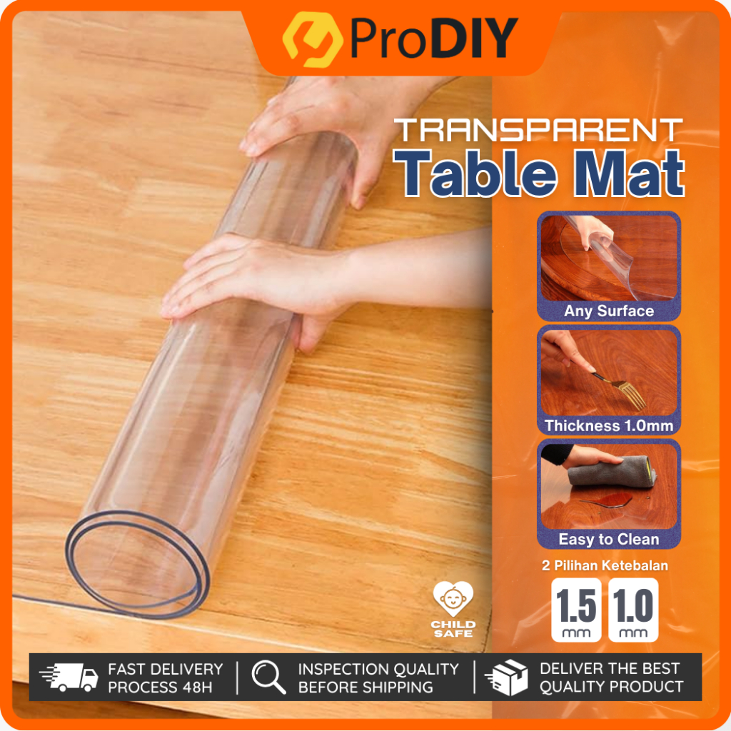 1.0mm / 1.5mm Thickness Transparent PVC Table Mat Waterproof Plastic ...