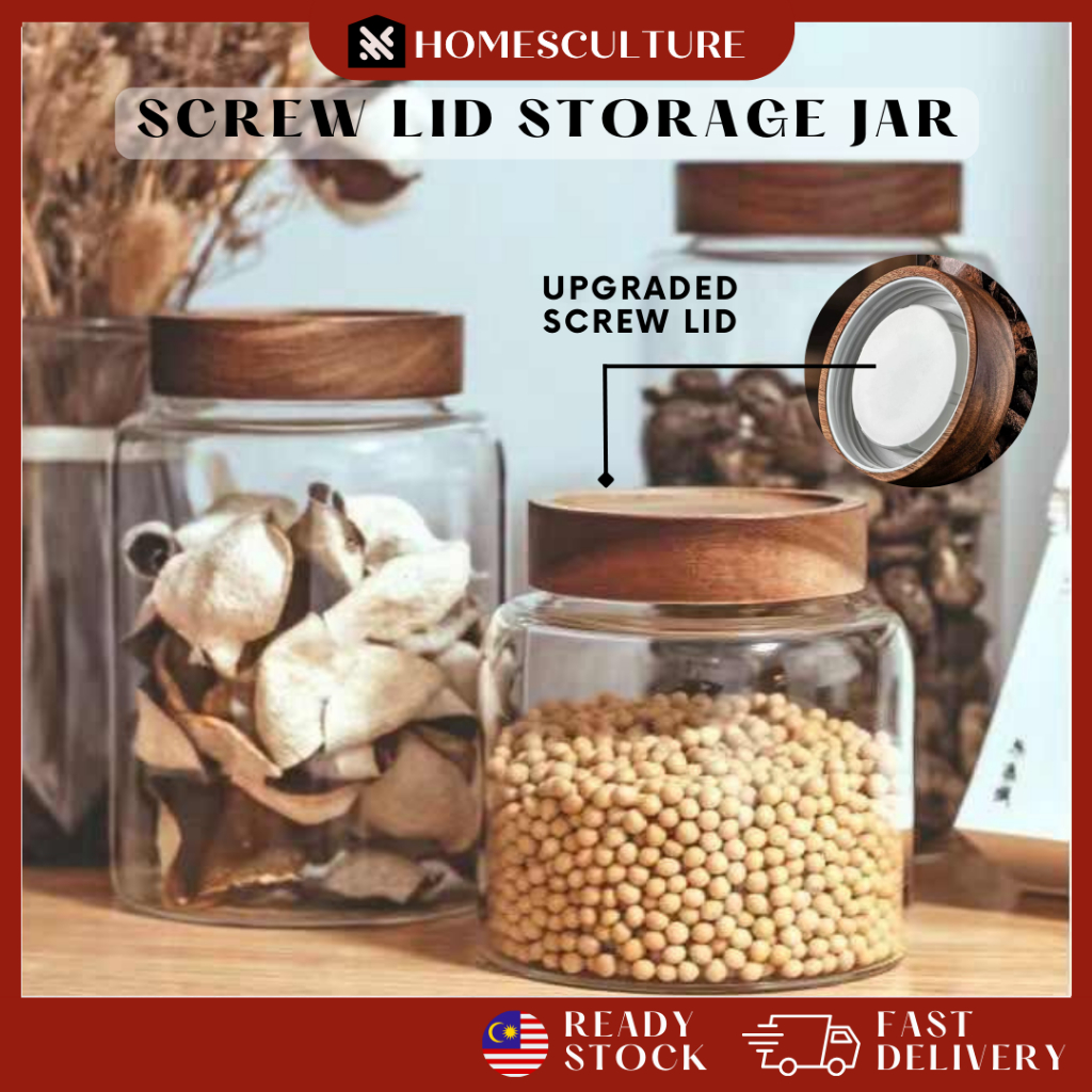 DYRA Screw Lid Glass Jar Airtight Sealed Spice Herbs Food Canister ...
