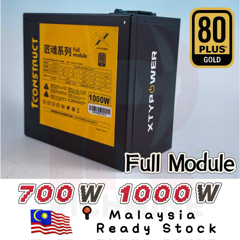 Full Module PSU 700W 1000W 80+Gold ATX Power Supply PC Desktop Gaming ...