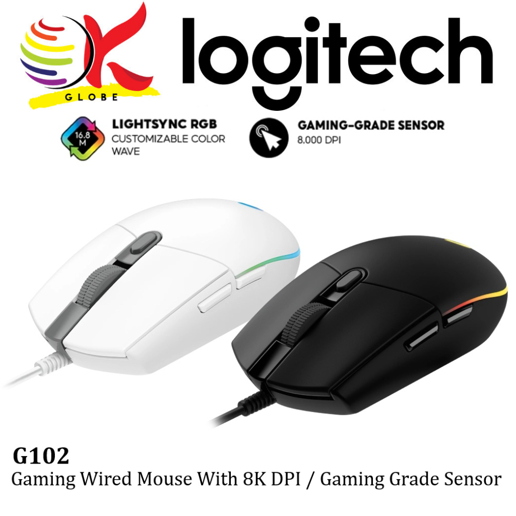 LOGITECH G102 GAMING WIRED MOUSE WITH 8K DPI / GAMING GRADE SENSOR ...