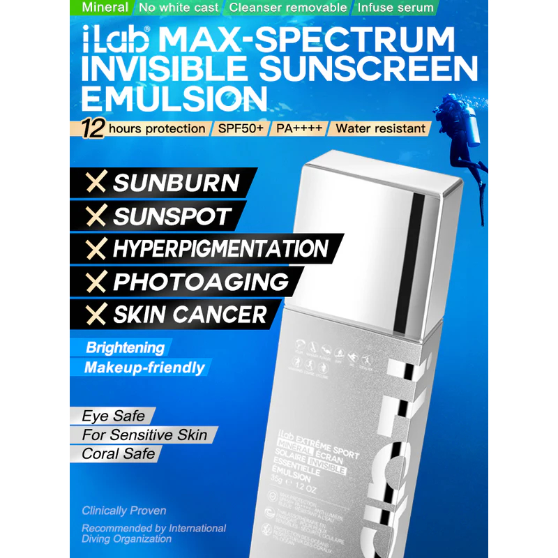 iLab Max-Spectrum Invisible Sunscreen Emulsion SPF50+ PA+ Outdoor ...