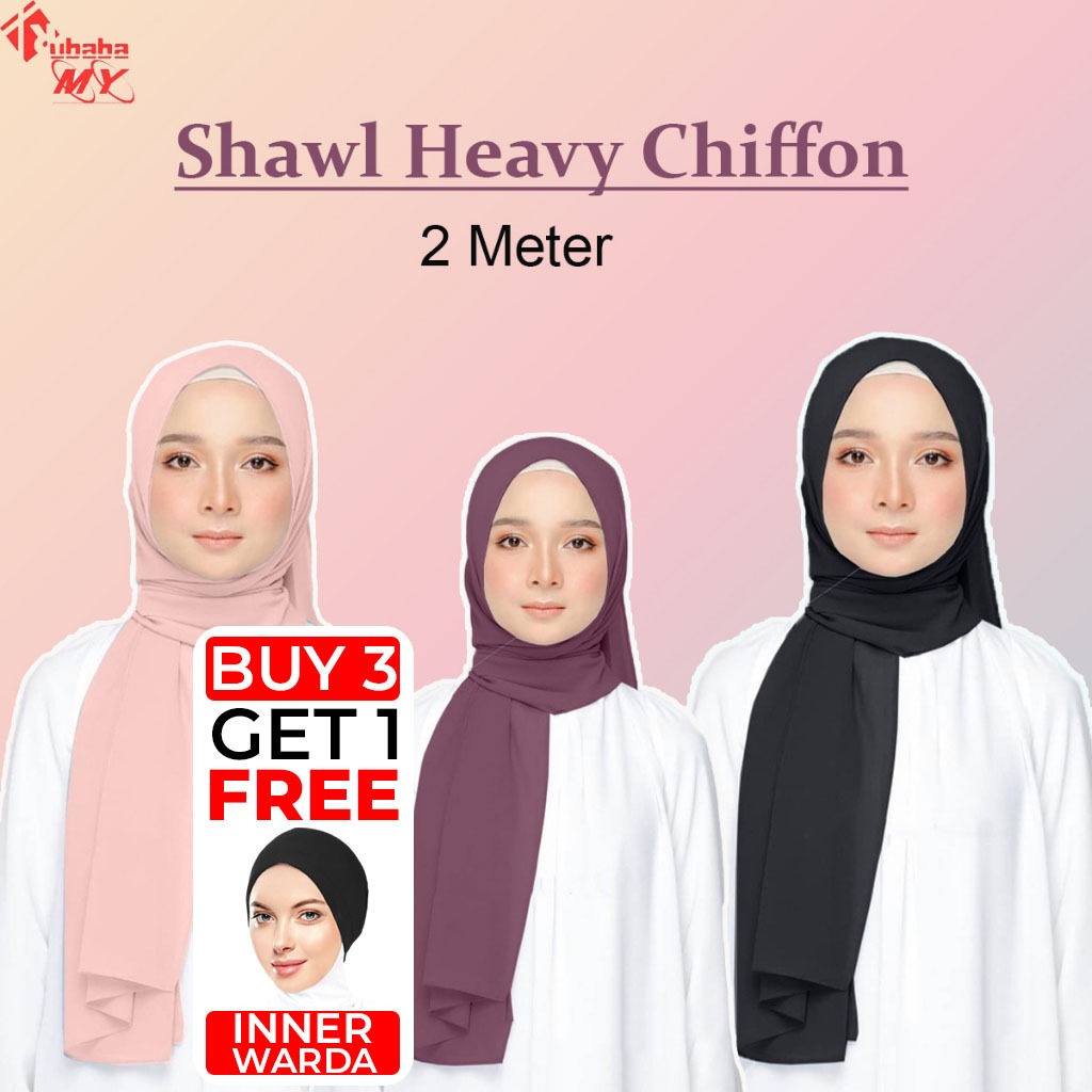 Shawl Heavy Chiffon ||Tudung SHAWL KEKNIS PLAIN ||(HEAVY CHIFFON) || 2 ...