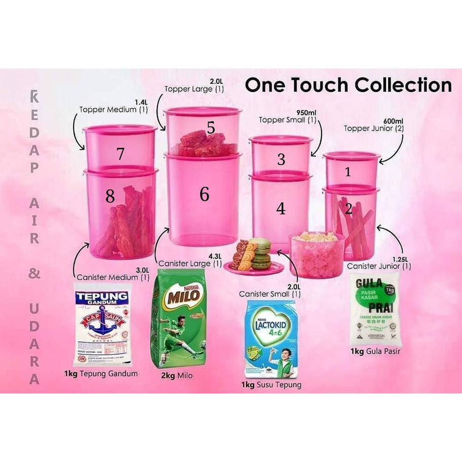 Tupperware One Touch Canister 950ml/1.25L/2L/3L/4.3L(1 unit/2 unit ...