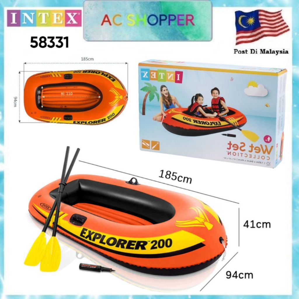 INTEX 58331 EXPLORER 200 Boat Perahu Kapal Bot Explorer Inflatable ...
