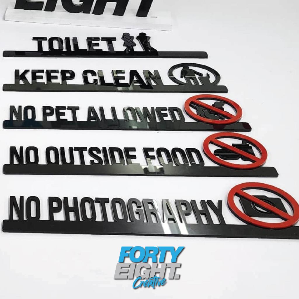 Modern Stylish 3D Acrylic Signage - No Smoking, No Entry, CCTV and ...