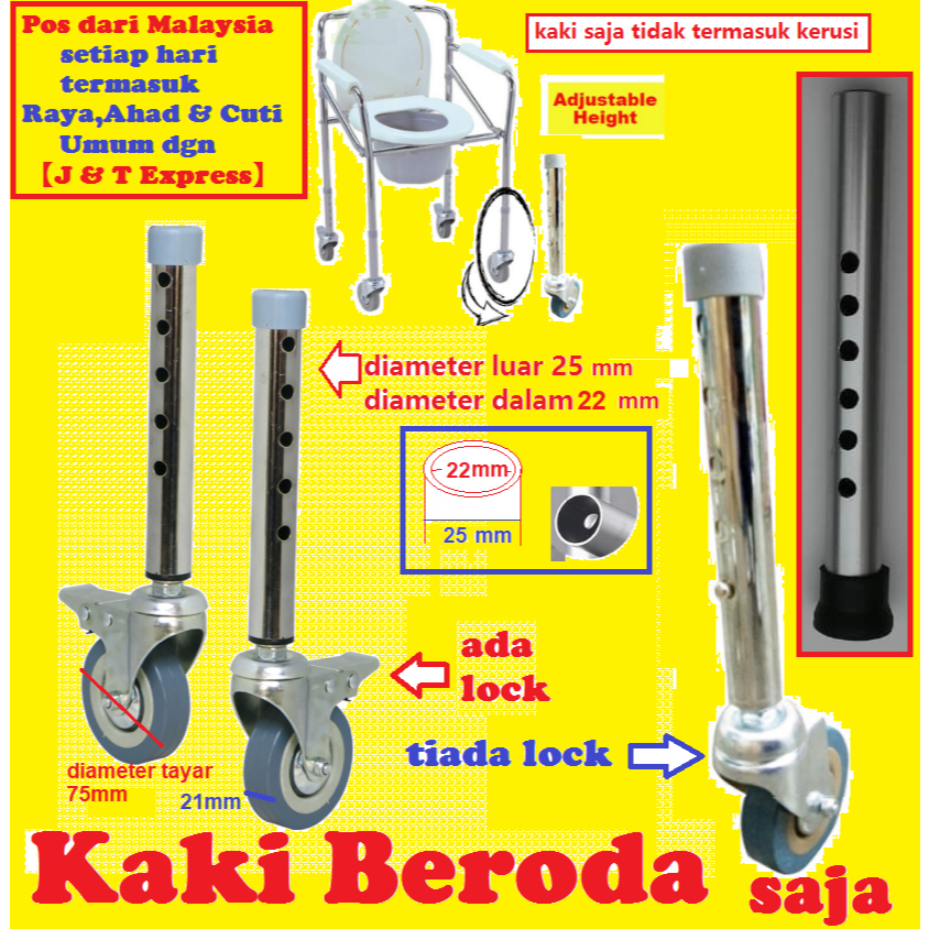 Troli Trolley Commode Chair Leg Wheel Castor Part Batang Kaki Beroda ...