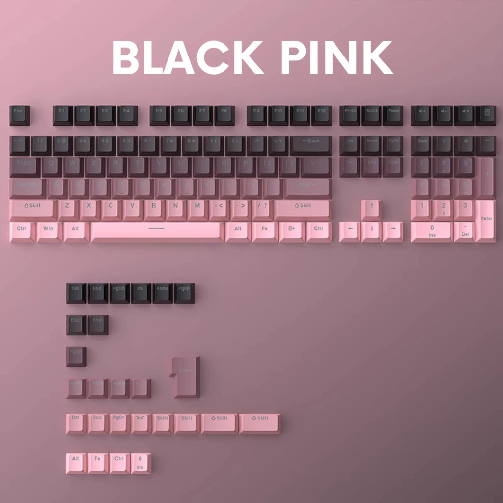 Gradient Black PINK OEM PBT Shinethru Keycaps | Dye-Sub | Pastel ...