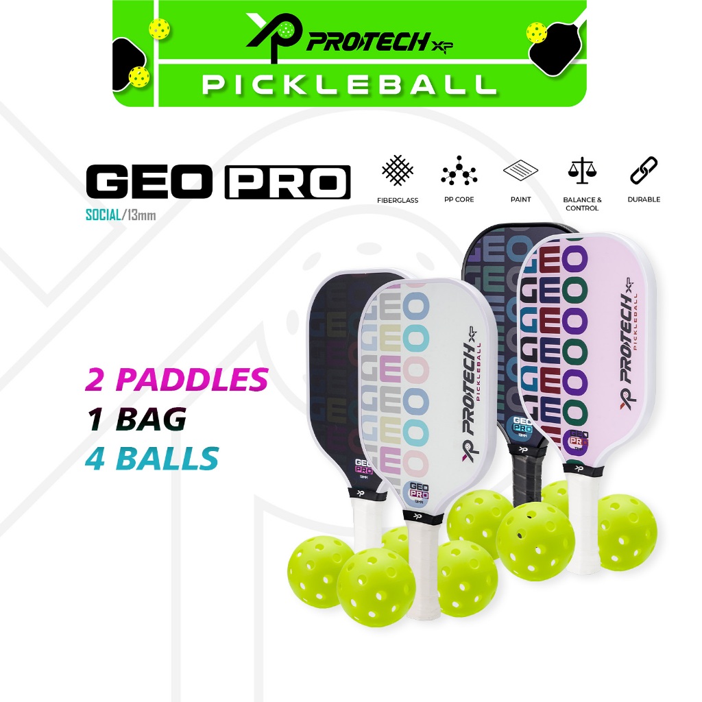 Protech XP GEO Series Pickleball Premiun & Economic Set (2 Paddles/4 ...