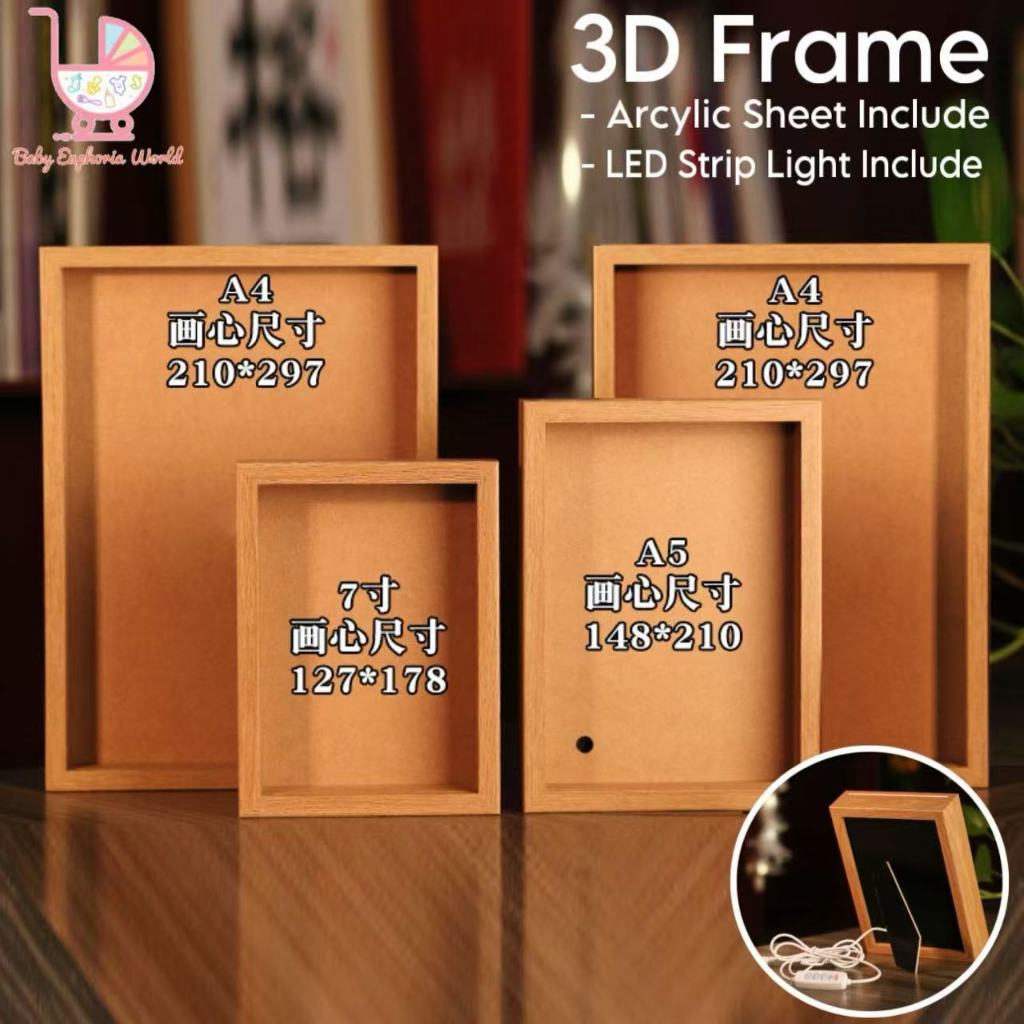Transparent Acrylic 3D 2.8cm Depth Photo Hollow Frame Wooden Frame Self ...