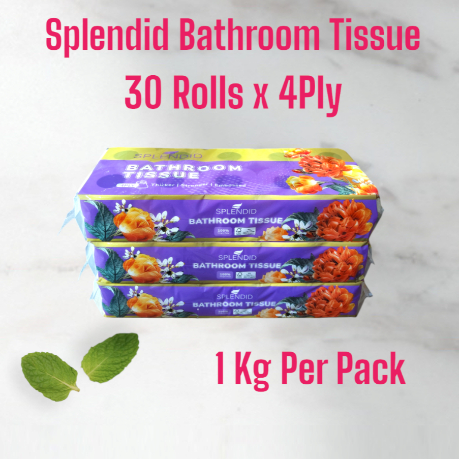 Splendid Bathroom Tissue Toilet Tissue Rolls 4Ply 1Kg Pack Virgin Pulp ...