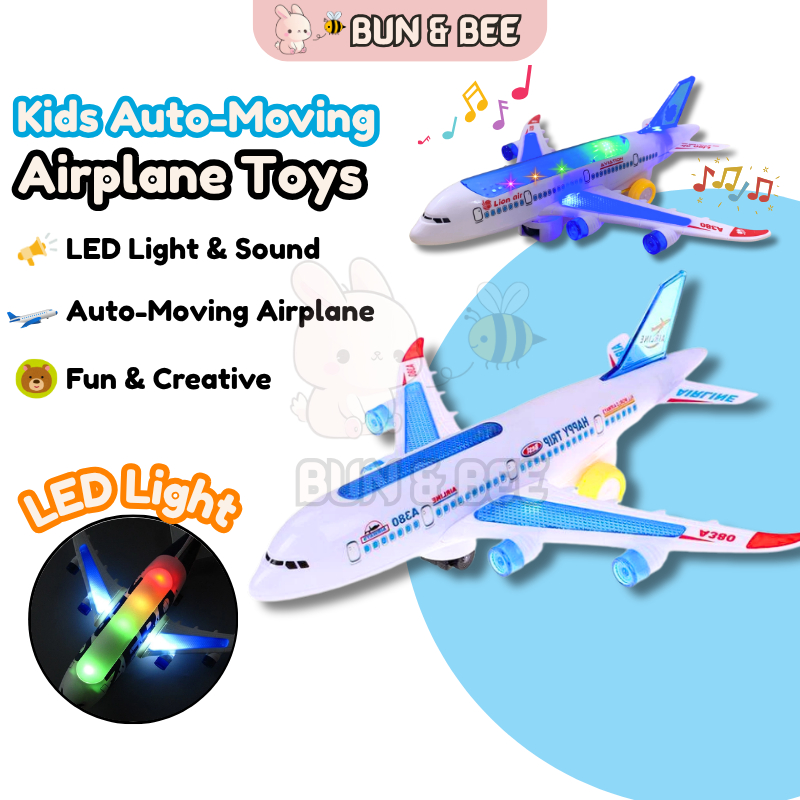 Kids Airplane Toys Auto Moving A380 Air Bus Aeroplane With LED Lights ...
