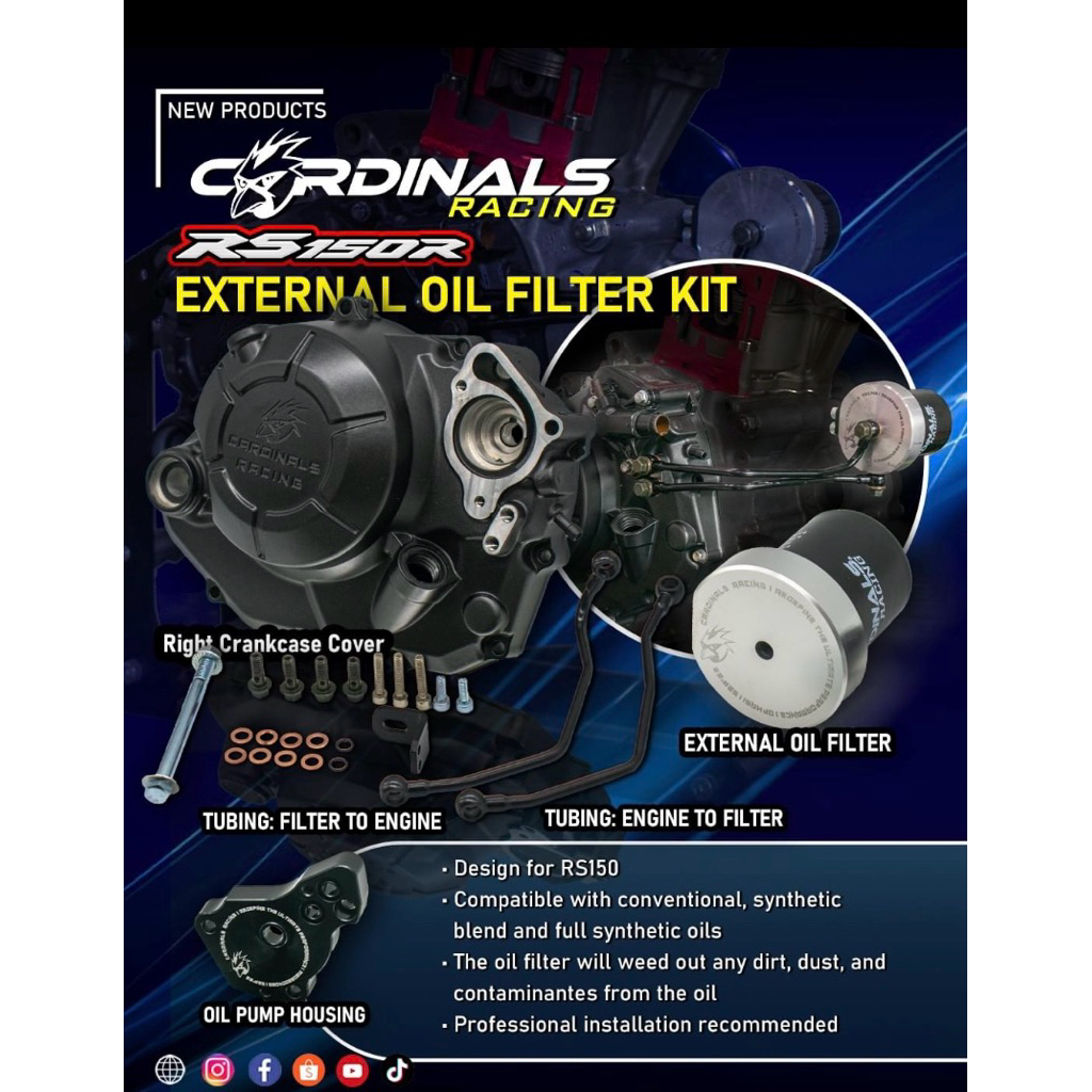 RS150 CARDINALS RACING CONVERT EXTERNAL OIL FILTER KIT | Shopee Singapore