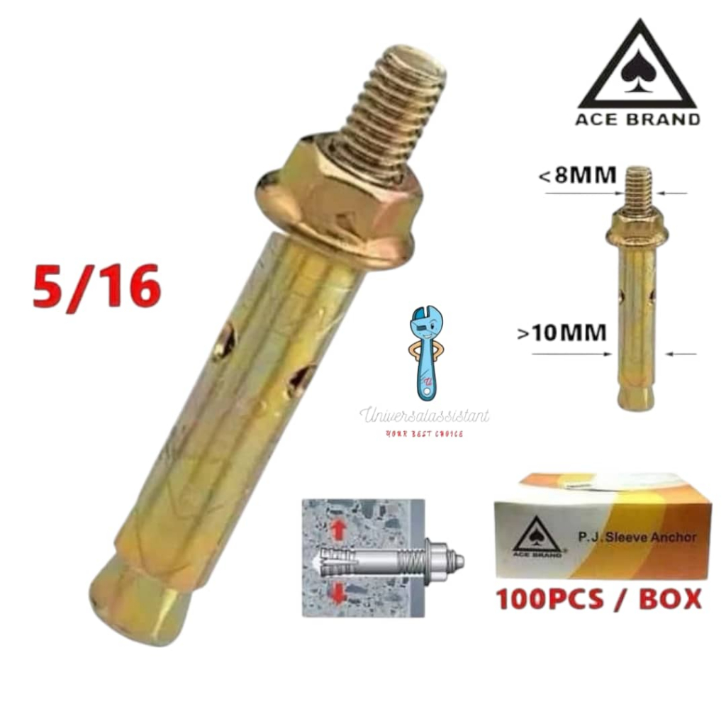 5/16" M8 ACE Wall Plug Besi | Sleeve Anchor Metal Wall Plug |Palam ...