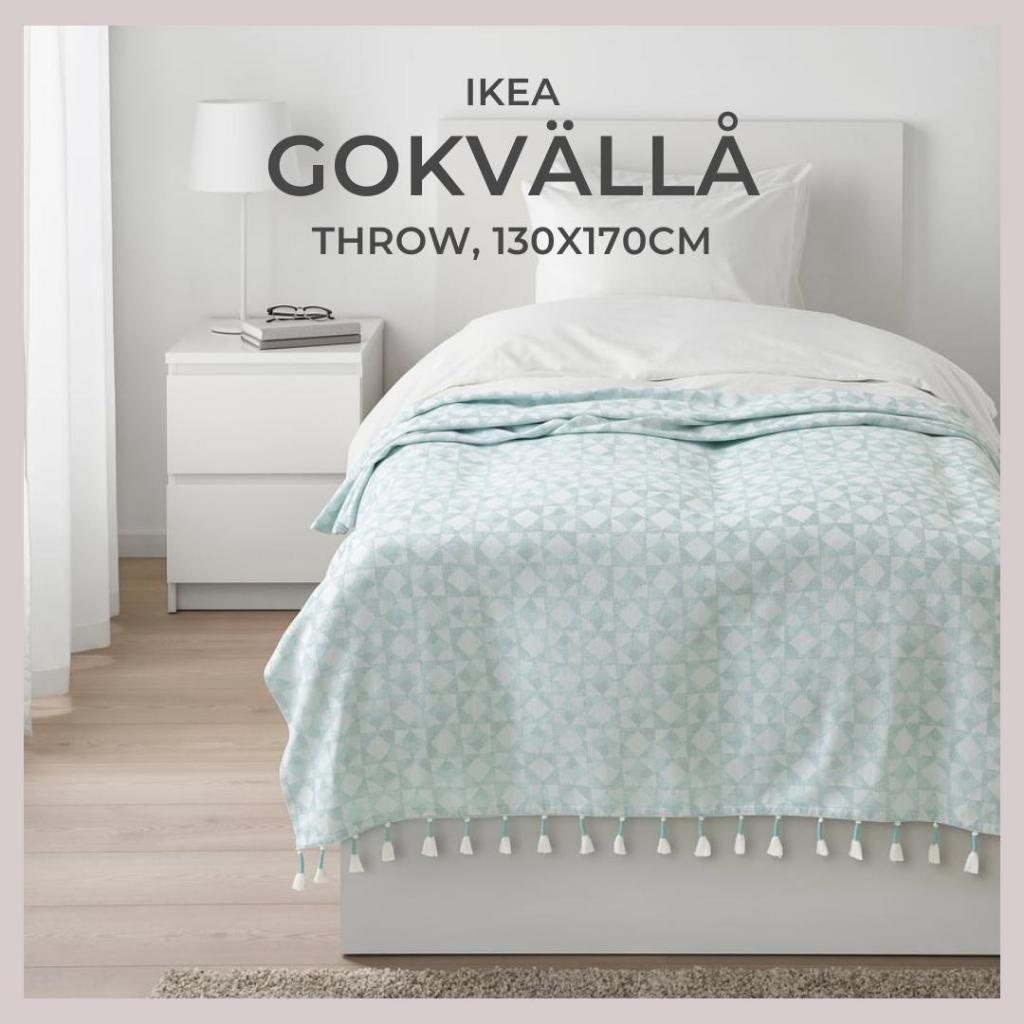 IKEA GOKVÄLLÅ Throw, blue, 130x170 cm GOKVALLA selimut alas sofa ...