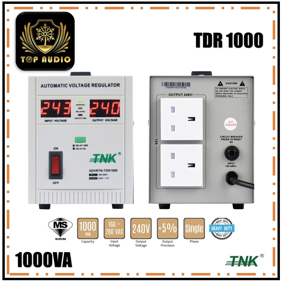TNK TDR1000 1000VA AVR Automatic Voltage Regulator Voltage Stabilizer ...